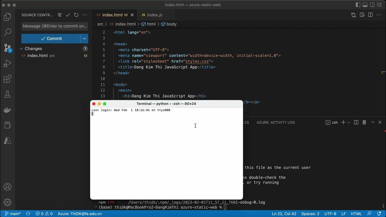 [Azure] 03 Azure CI/CD Static Web App API 1 - YouTube