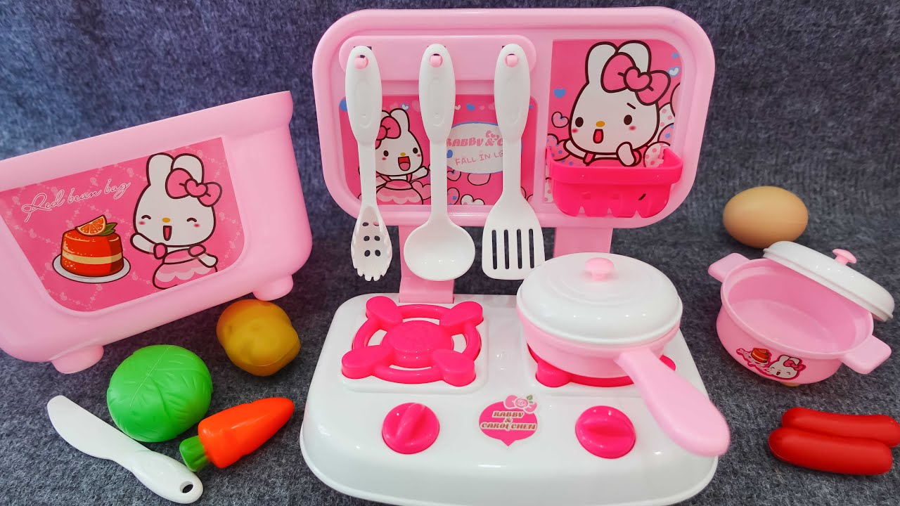 6 Minutes Satisfying with Unboxing Cute Pink Bunny Kitchen Set ASMR ...