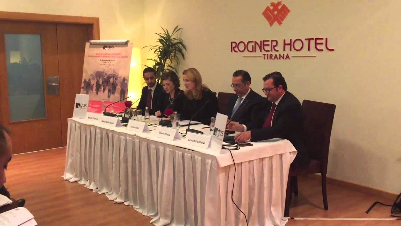 2 Gerarta Zheji Ballo, President of GUS Albania, with Gianni Pittella ...