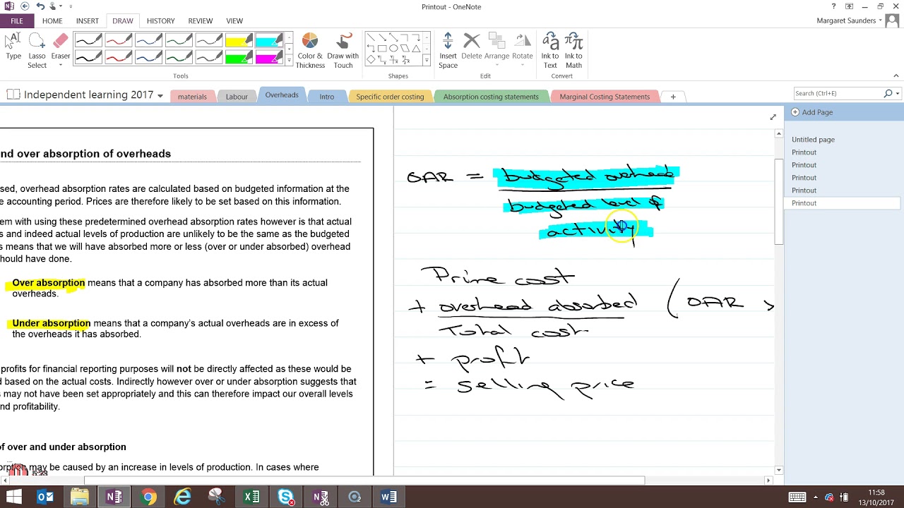 under and over absorption - YouTube