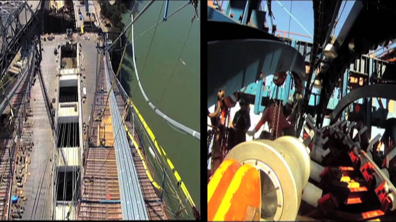 New Bay Bridge Cable Pull Completion - YouTube