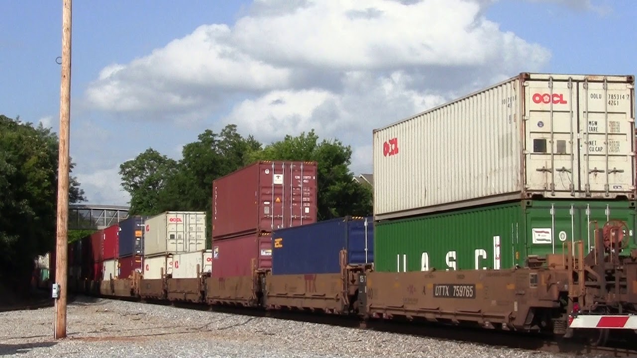 NS 6711, 5360, 3996 leads a B doublestack through Decatur AL 08-17-17 ...