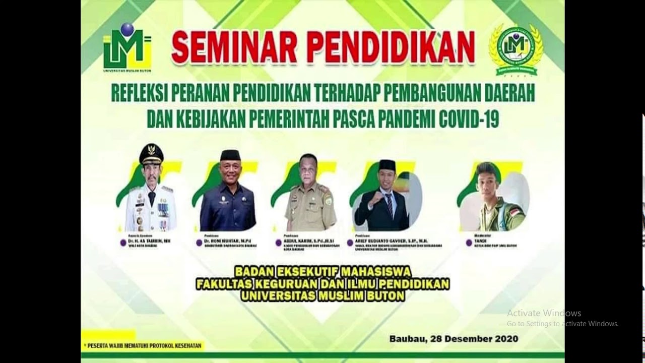 SEMINAR PENDIDIKAN BEM FKIP UMU BUTON MENGHADIRKAN WALIKOTA BAUBAU ...
