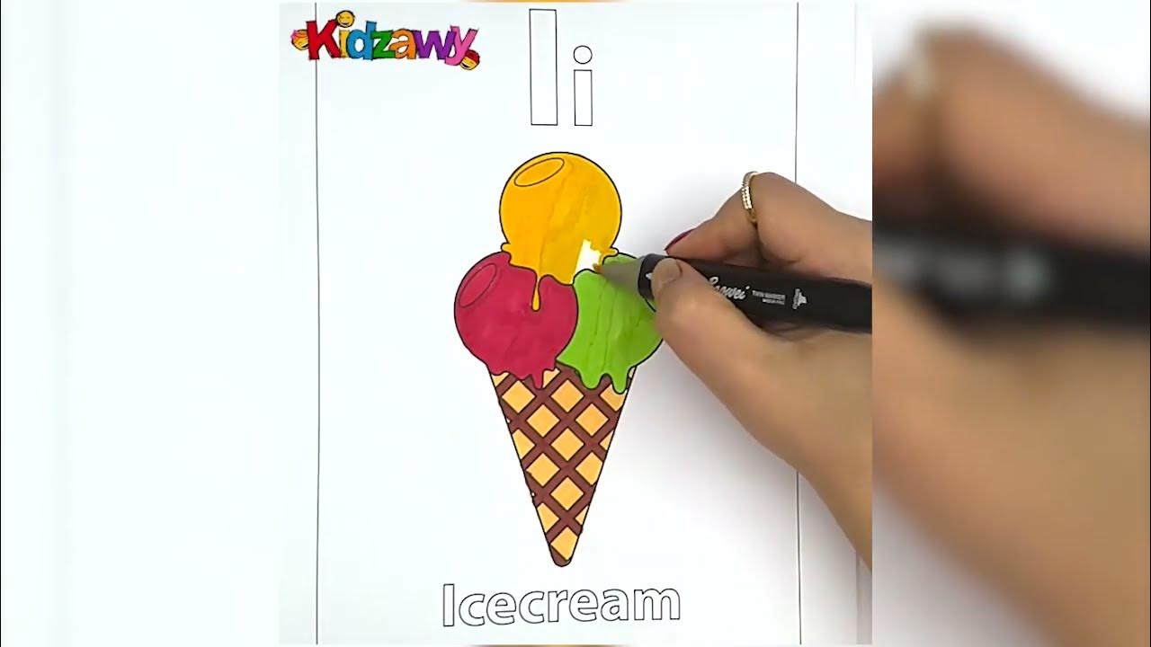 Drawing and Painting Letter I Ice Cream for Kids & Toddlers | Simple ...