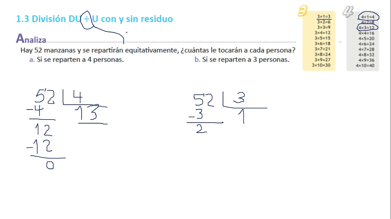 1.3 División DU ÷ U con y sin residuo - YouTube