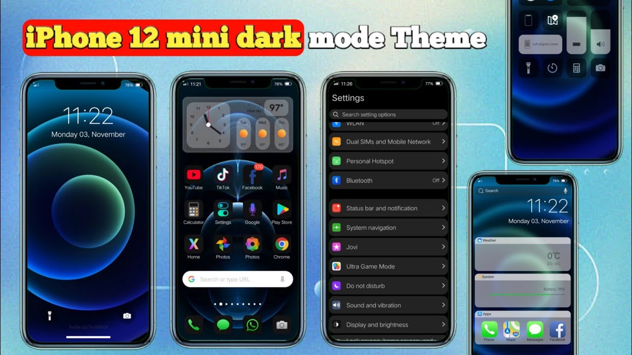 iPhone 12 Mini Dark Mode Theme For Vivo And Iqoo devices Theme create ...