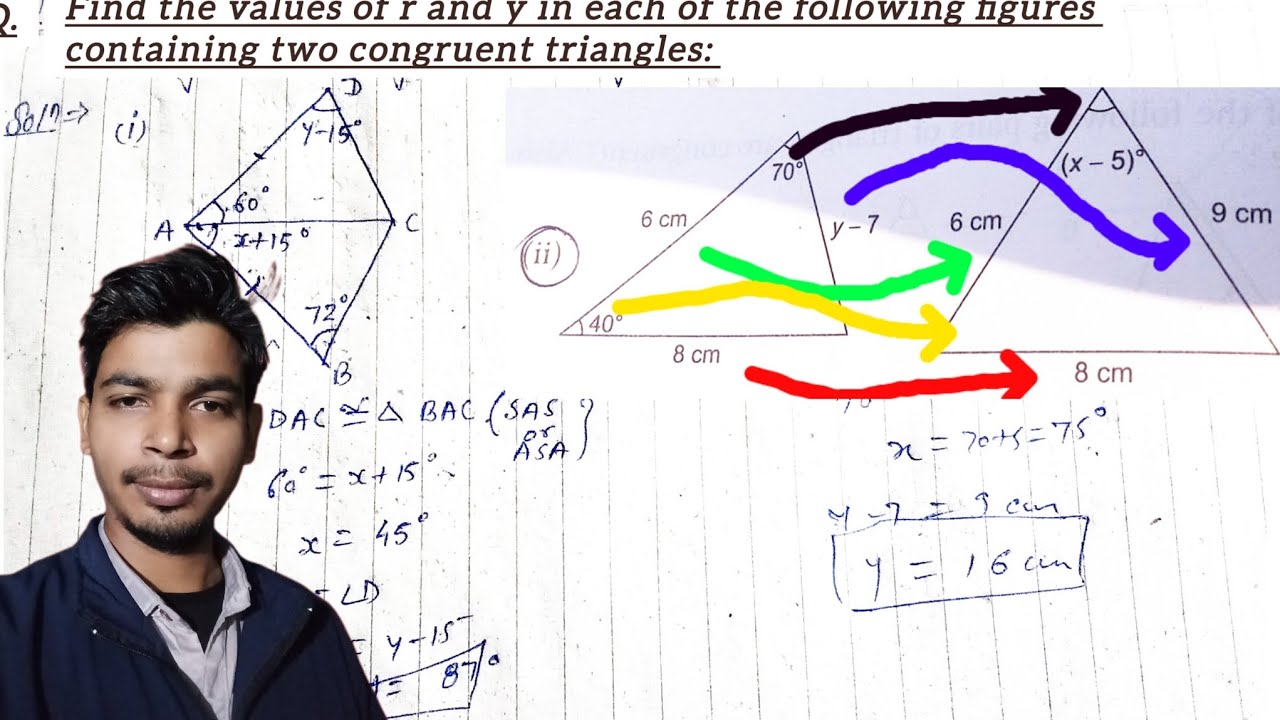 Find the values of x and y in each of the following figures containing ...