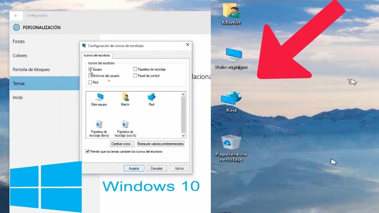 Windows 10 Poner Los Iconos Del Sistema En El Escritorio Y En Menú De ...
