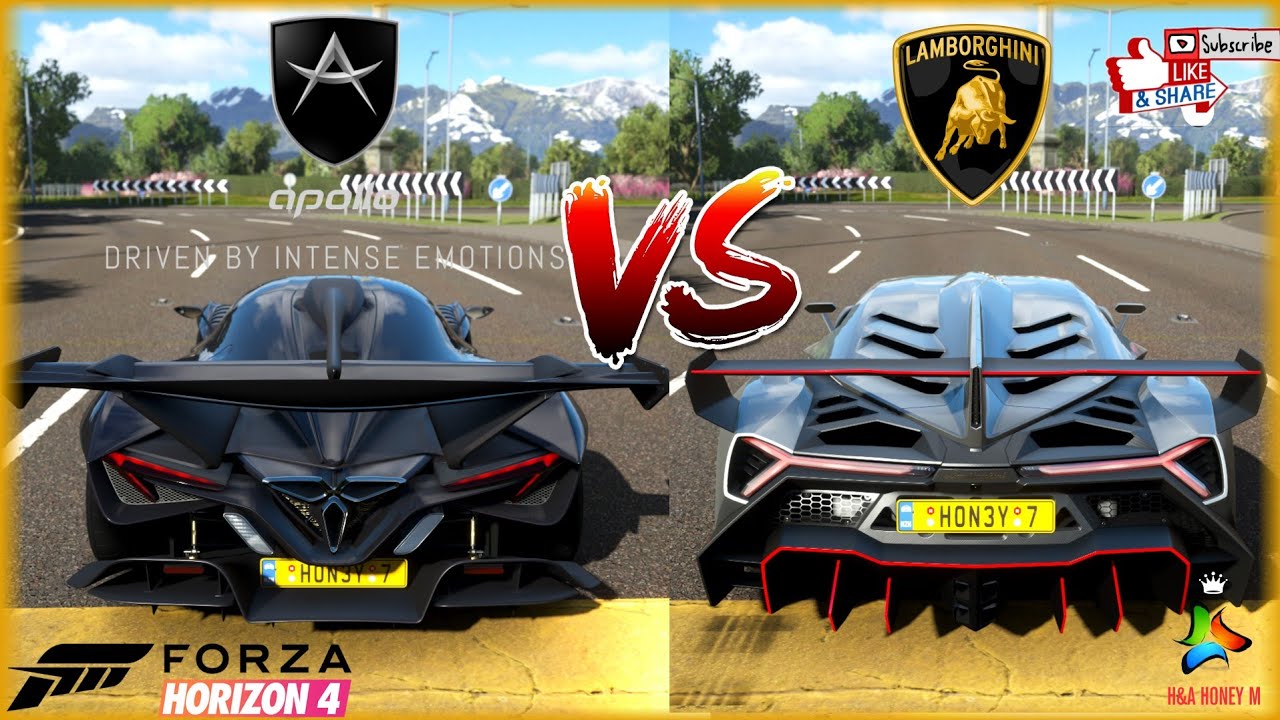 Forza Horizon 4 Lamborghini Veneno vs Apollo IE | Top Speed and ...
