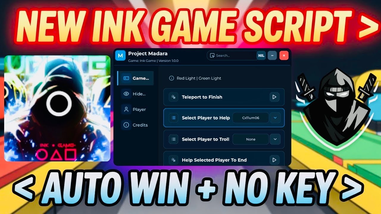 NEW Ink Game Script * NO KEY* (Roblox) - Auto Win (Red Light, Dalgona ...