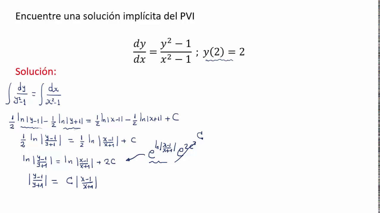 Ejemplo 1 Edo Variable Separable Youtube 3200