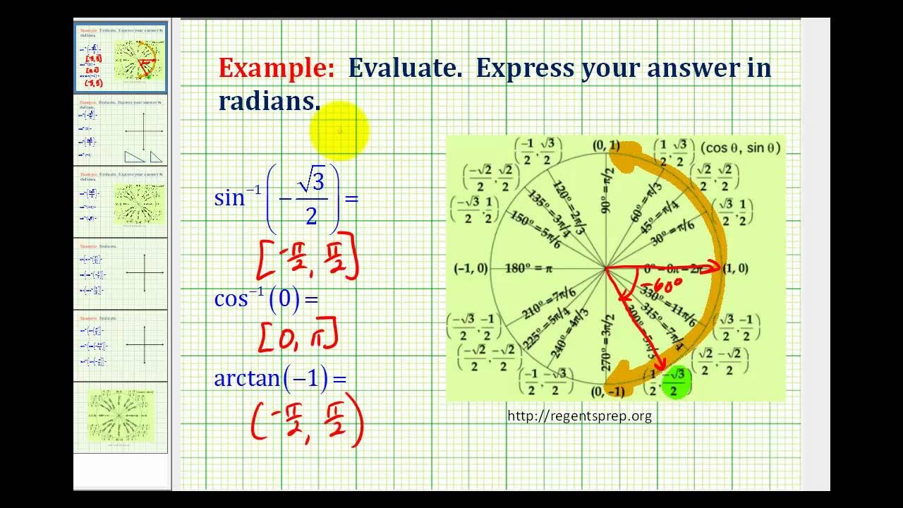 Examples: Evaluate Inverse Trig Expressions (Part 1) - YouTube