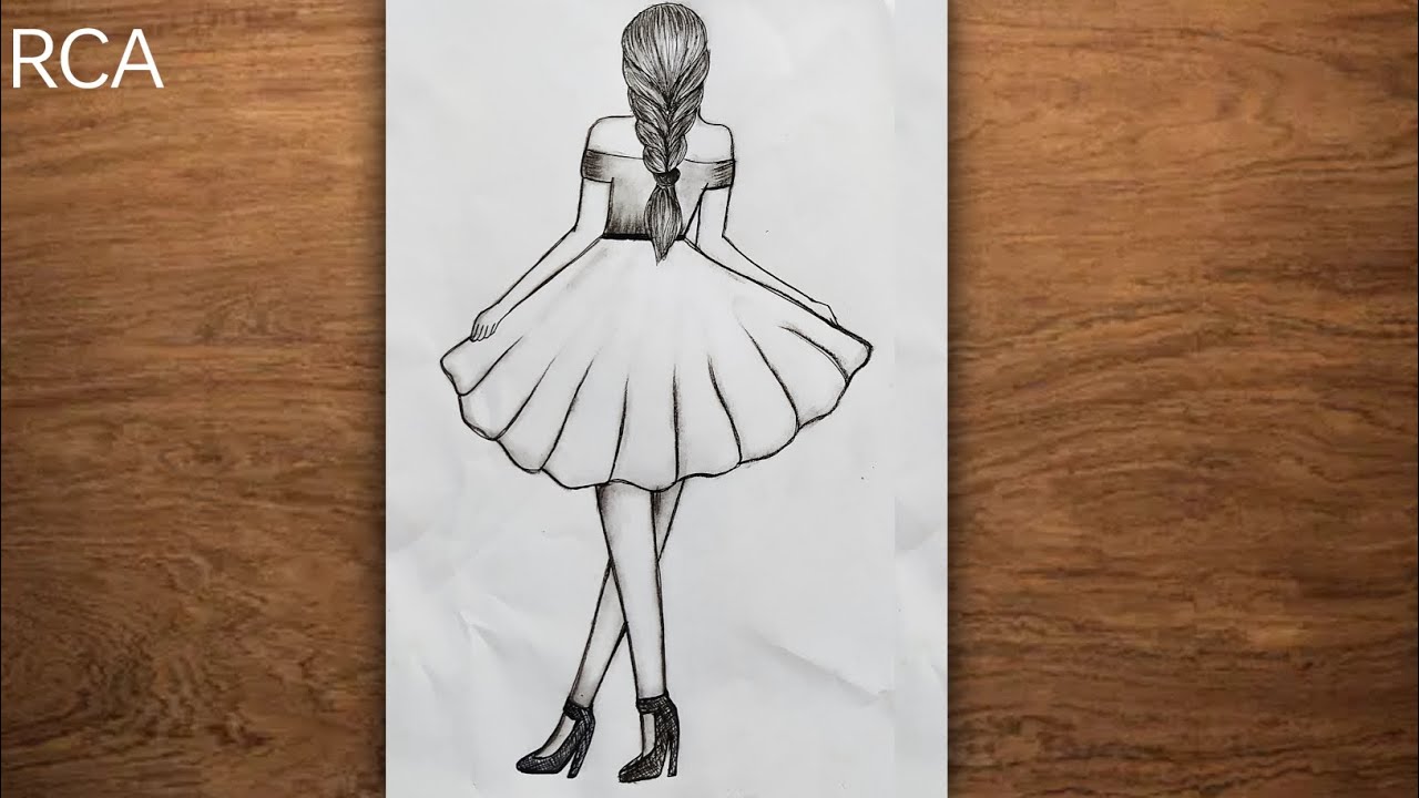 How to Draw girl wearing short dress ll Easy girl drawing ll girl ...