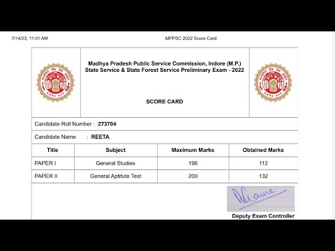 MPPSC Score Card 2023 Kaise Dekhe || How To Check MPPSC Score Card 2023 ...