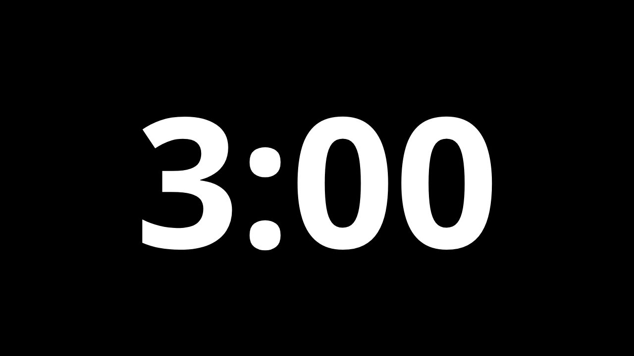 3 Minute Timer With Black Background | No Music - YouTube