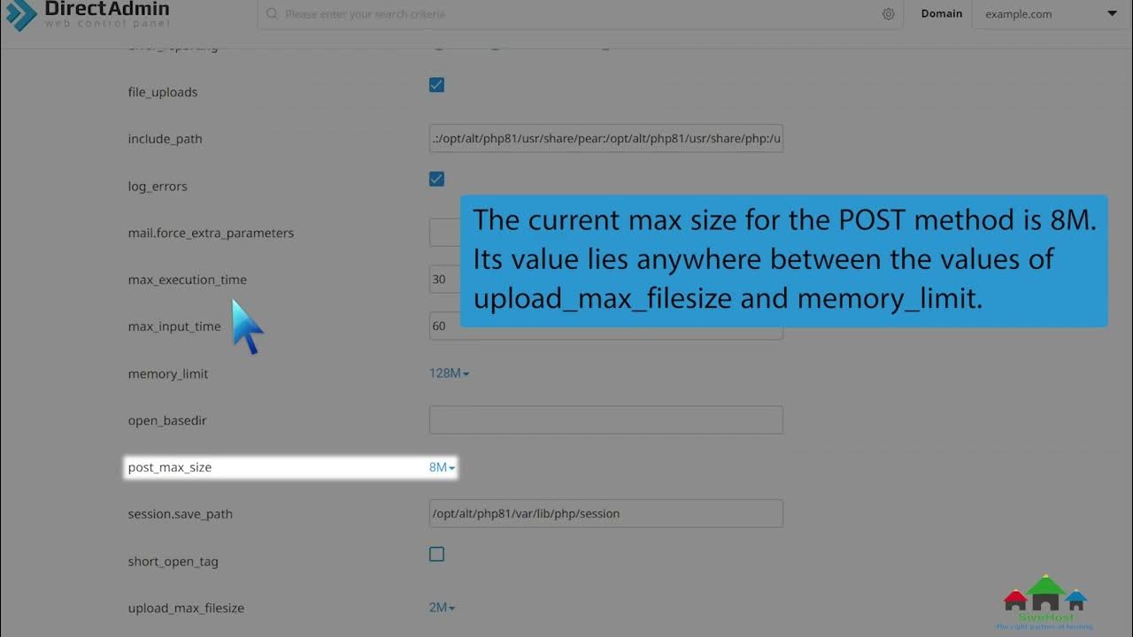 How to Increase PHP's post max size value using CloudLinux Selector in DirectAdmin SiveHost ...