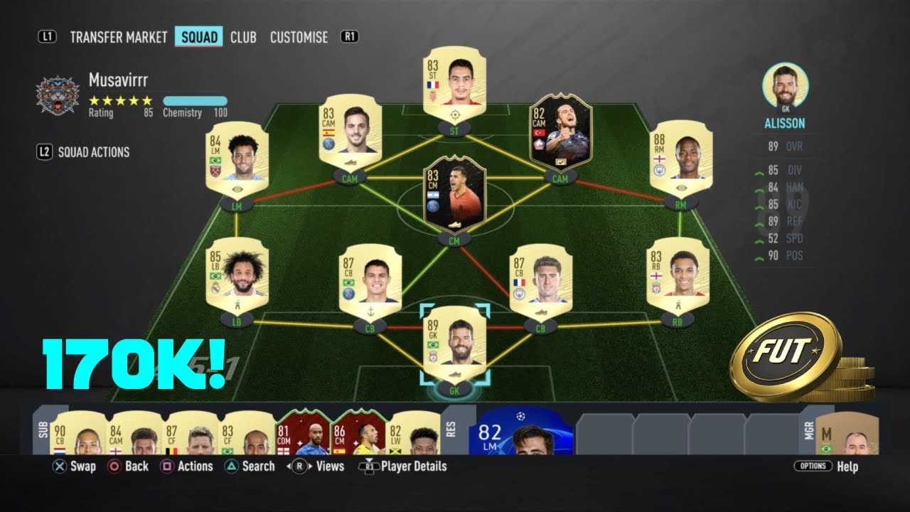 170k squad builder!! FIFA 20 Ultimate Team - YouTube