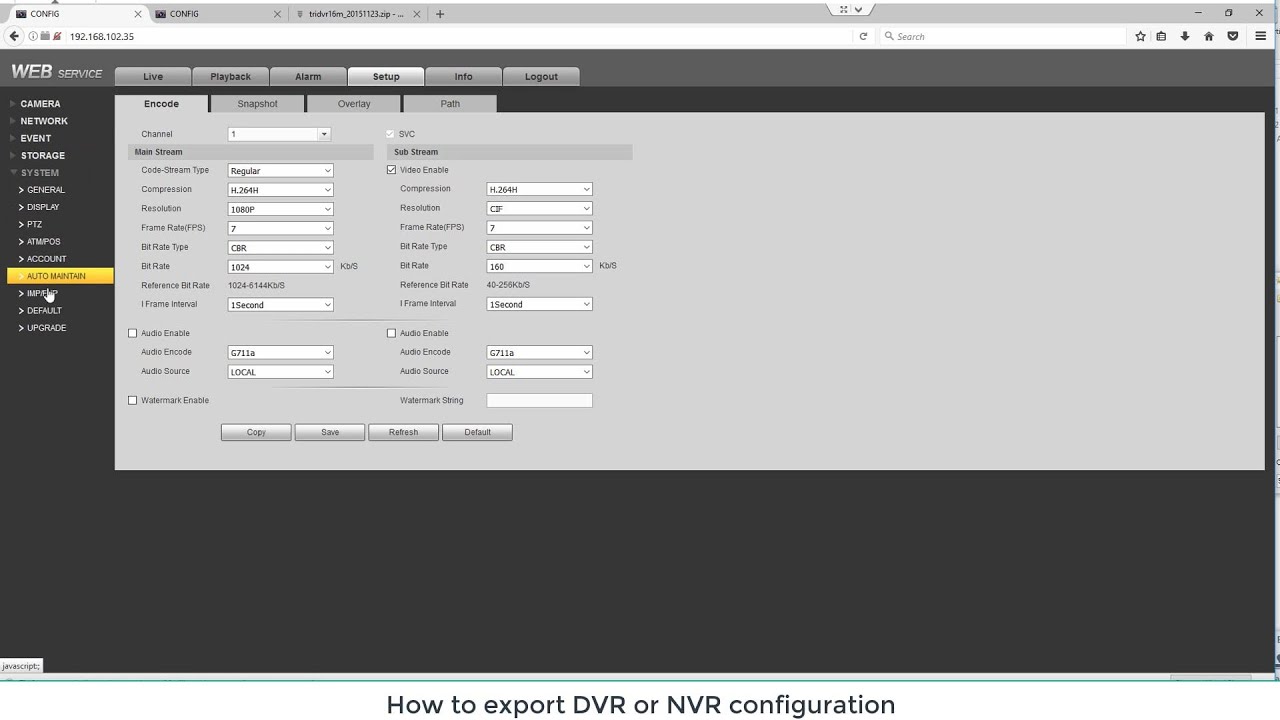 How to export DVR NVR configuration - YouTube