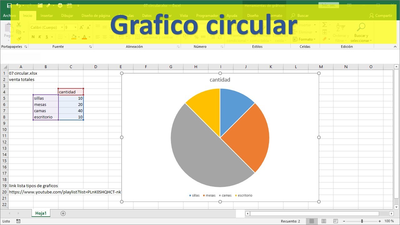 07 grafico excel circular - YouTube