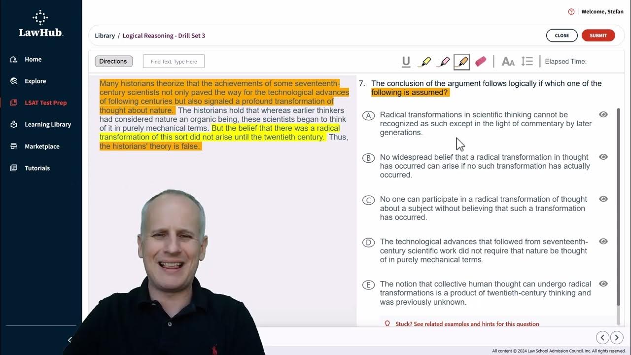 How to ID an Assumption within a Complex LSAT Argument Using LawHub Logical Reasoning Drill Set ...