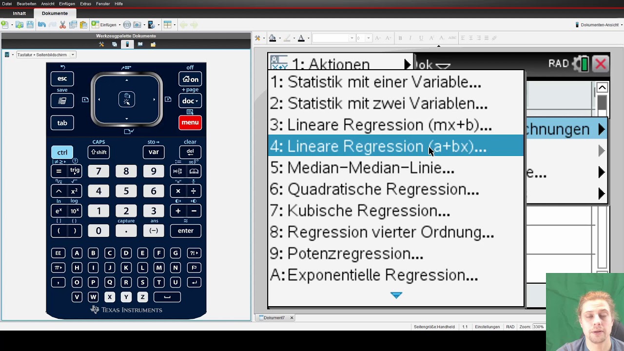 GTR TI Nspire CX 06 Lineare Regression - YouTube