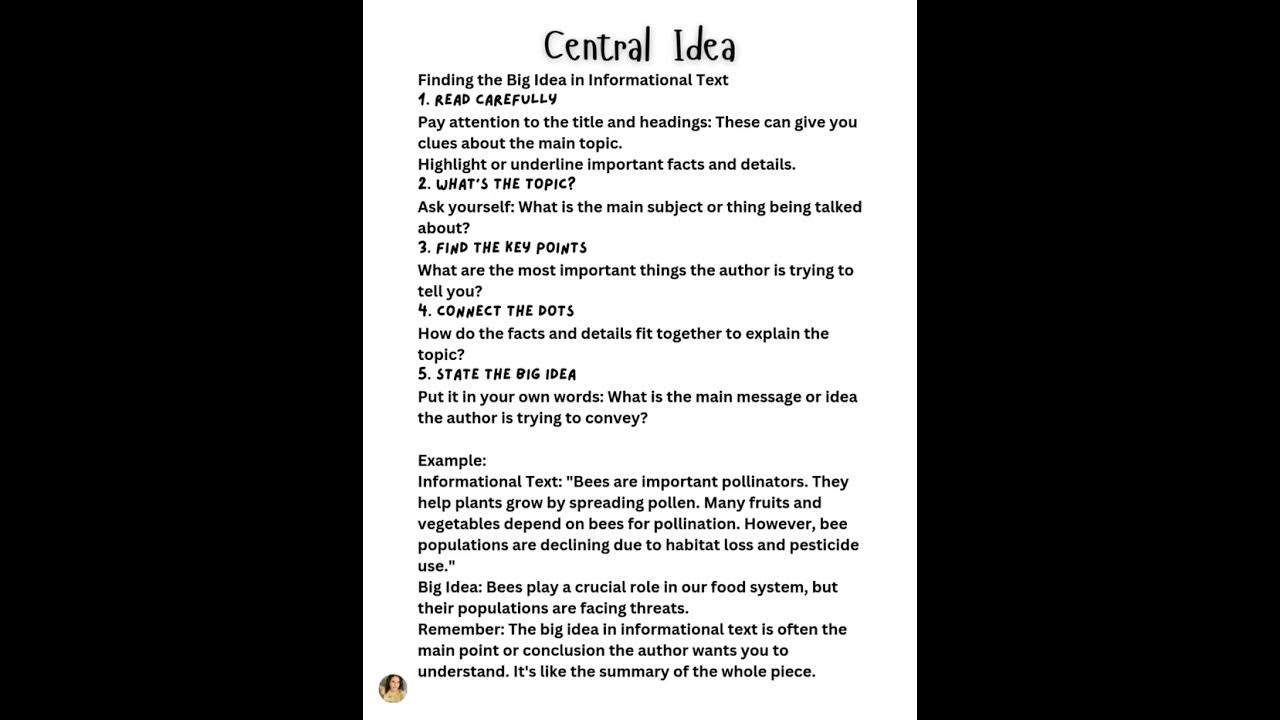 Central Idea of Informational Text - YouTube