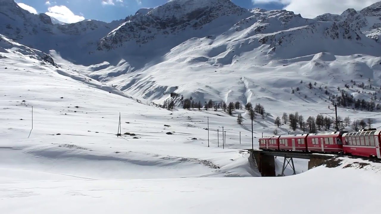 switzerland Alps bernina express train to a glacier tour. EXPECTACULAR ...