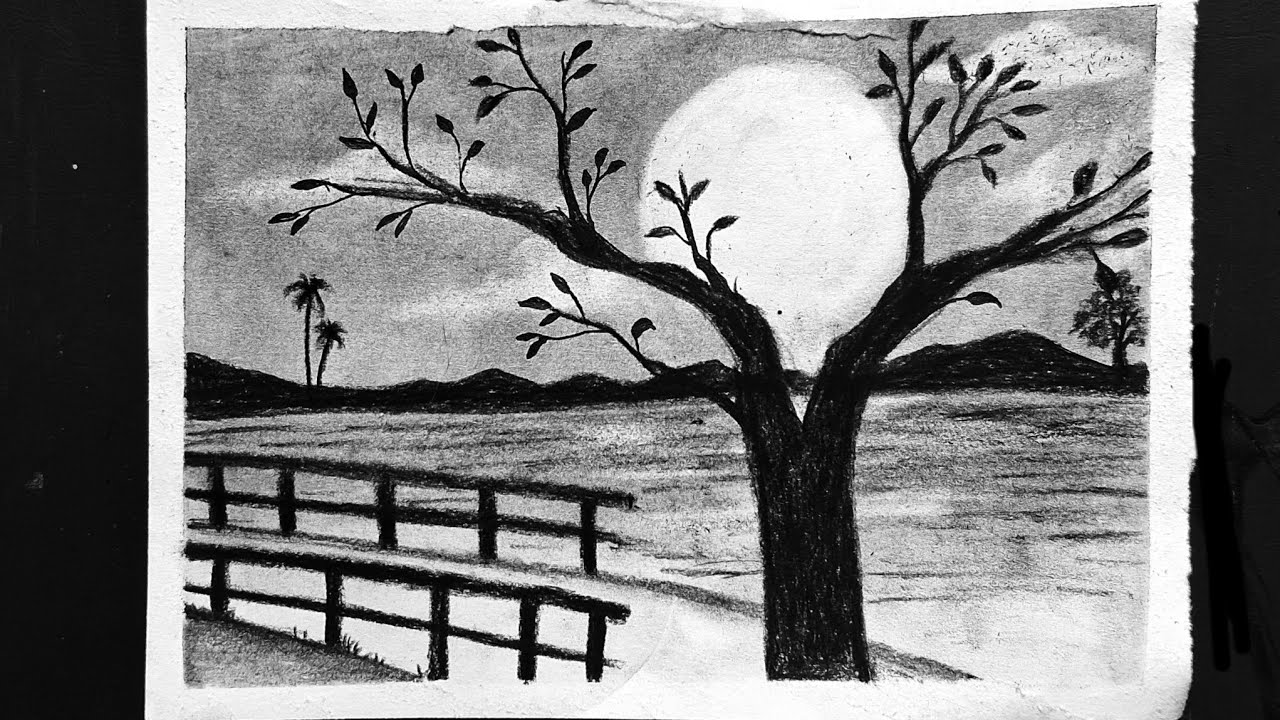 How to draw a landscape ||Morning scenery drawing - YouTube
