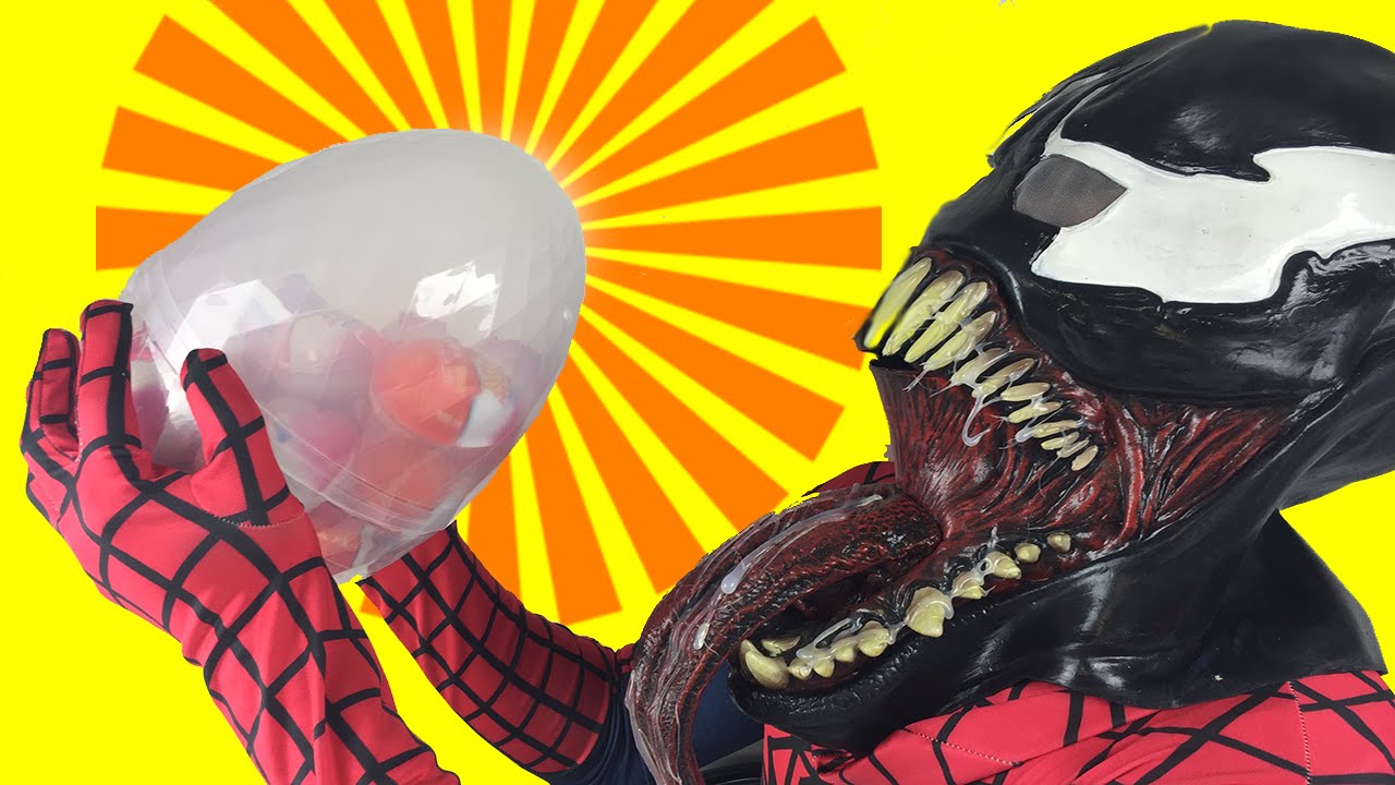 GIANT Surprise Eggs Easter Day Venom Spiderman - Super Heroes In Real ...