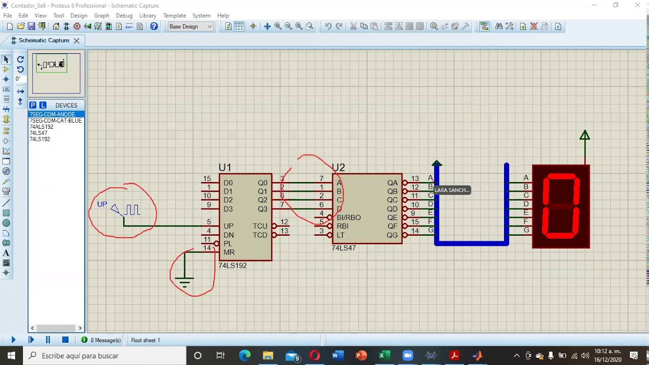 Simulacion en proteus contador 0 A 9 (ascendente) - YouTube