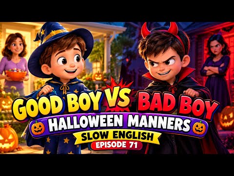 GOOD BOY VS BAD BOY — HALLOWEEN MANNERS SLOW ENGLISH EPISODE 71