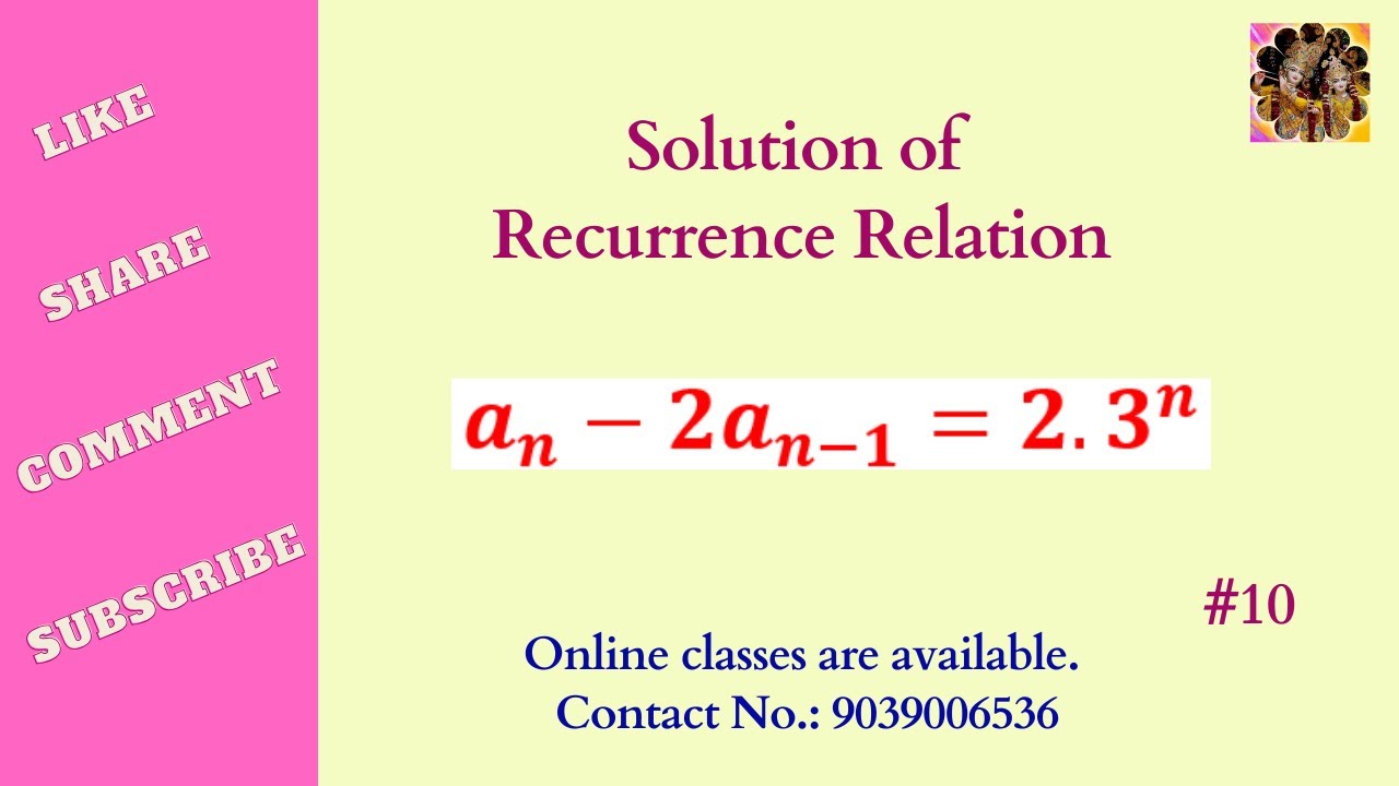 10. Question on solution of non-homogeneous recurrence relation - YouTube