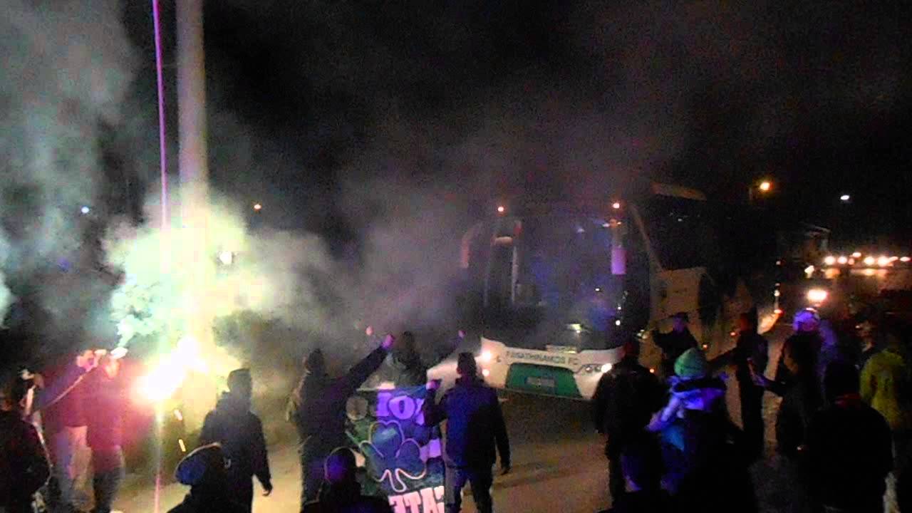 11/2/2014 - Υποδοχή Παναθηναϊκού από Volos Club Gate 13 (part 1) - YouTube