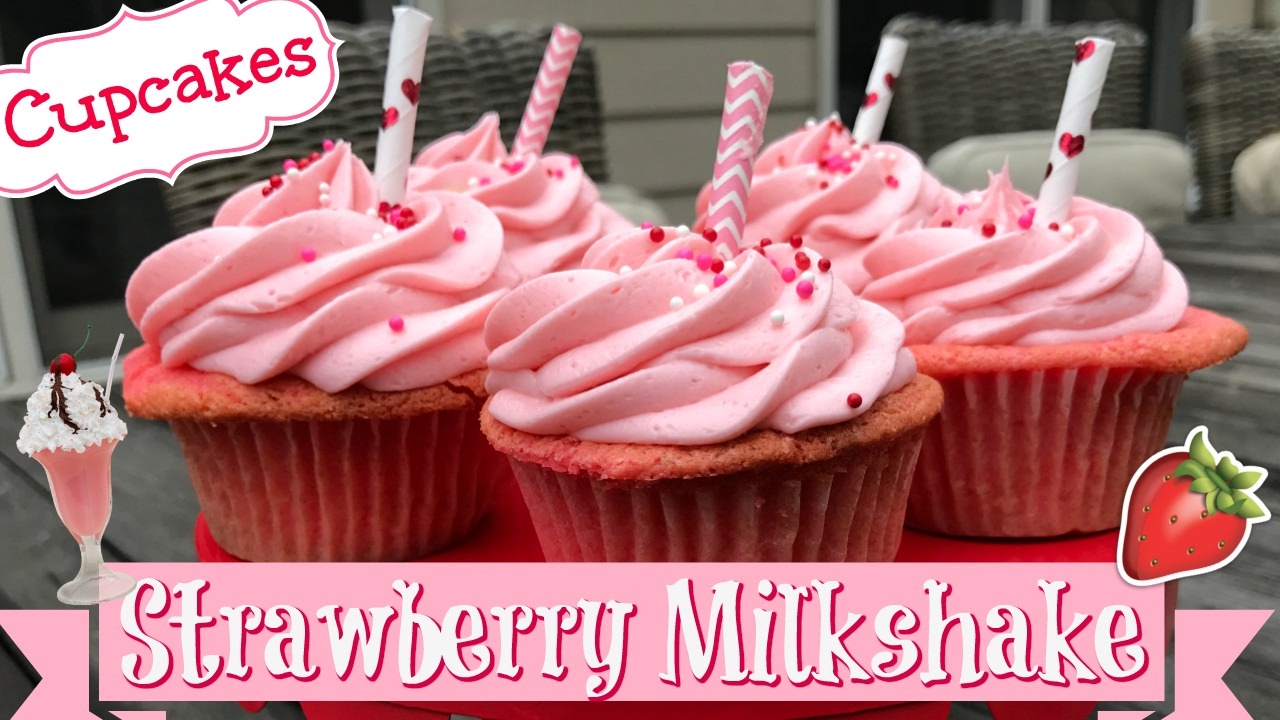 STRAWBERRY MILKSHAKE CUPCAKES || Valentine's Day Cupcakes!! - YouTube