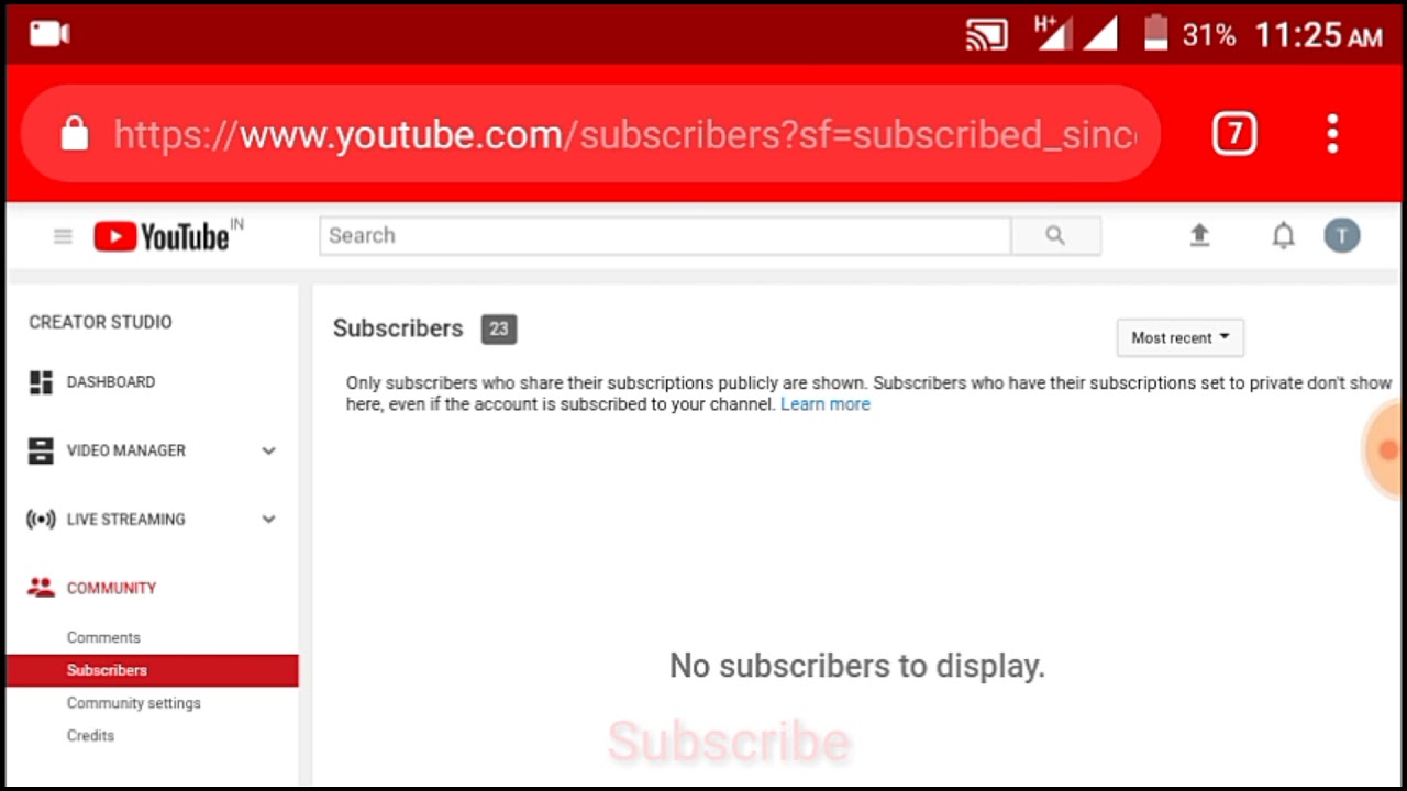 No Subscribers to display - YouTube