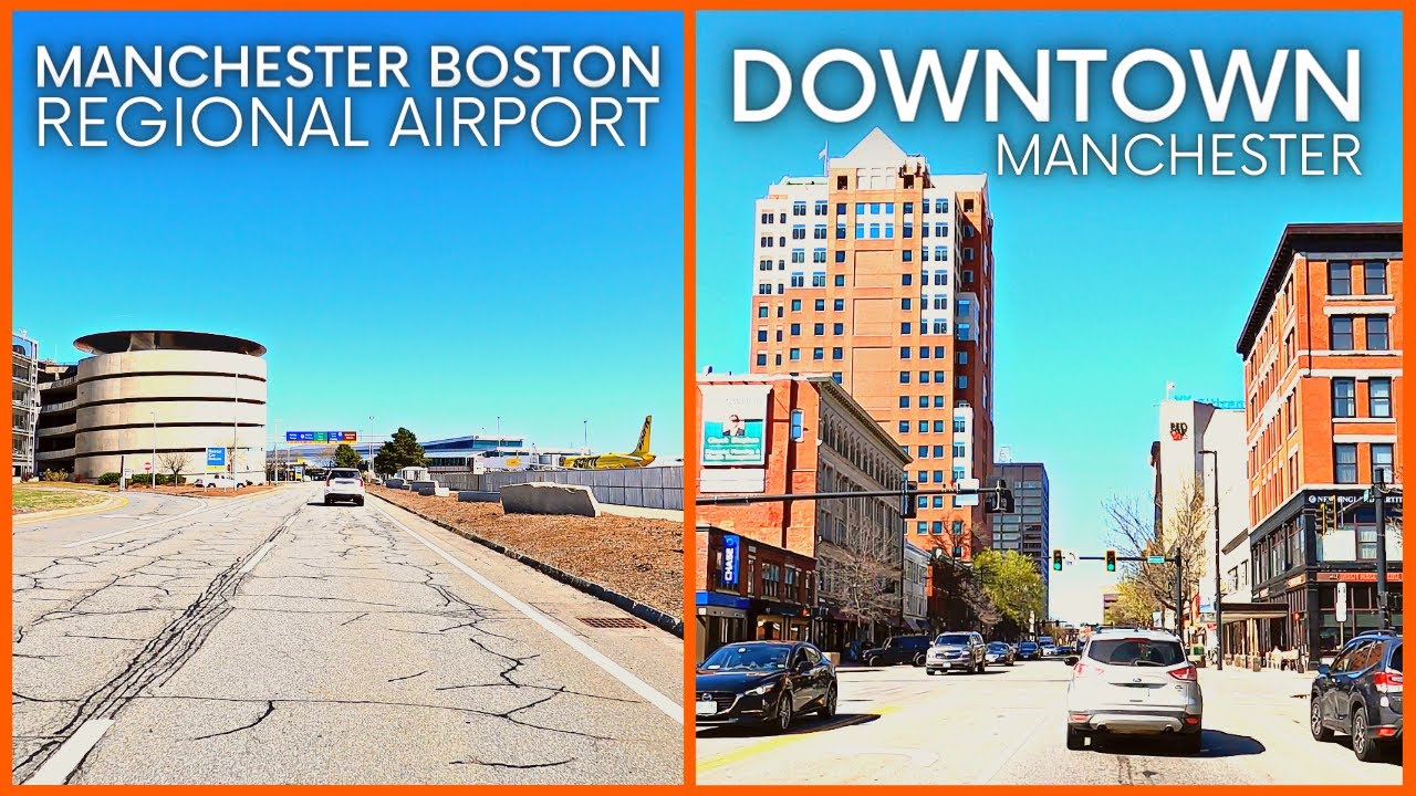 Manchester Boston Regional Airport to Downtown Manchester - 4K Driving ...