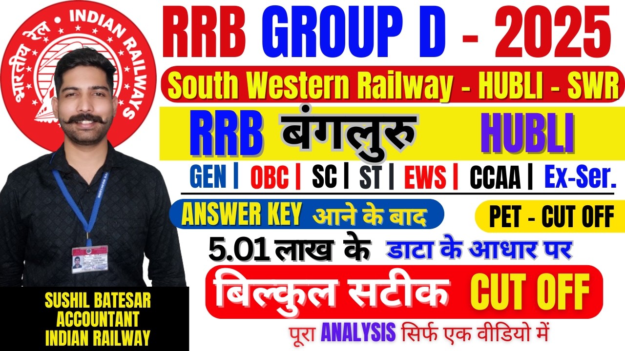 RRB Bangalore -SWR Railway Group D 2024 Cut OFF | RRC Hubli NWR | Cut ...