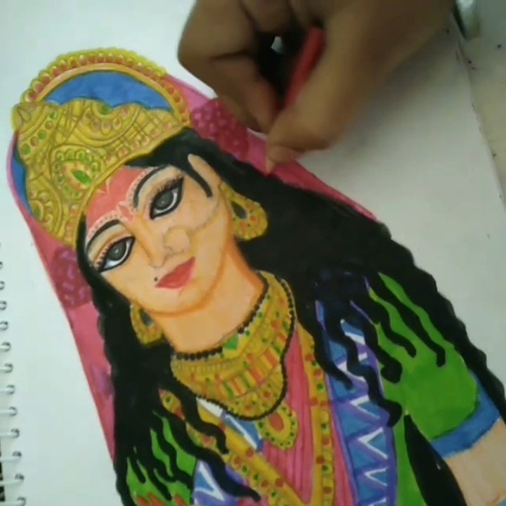 maa durga drawing mata rani drawing #mata sherawali drawing maa durga ...