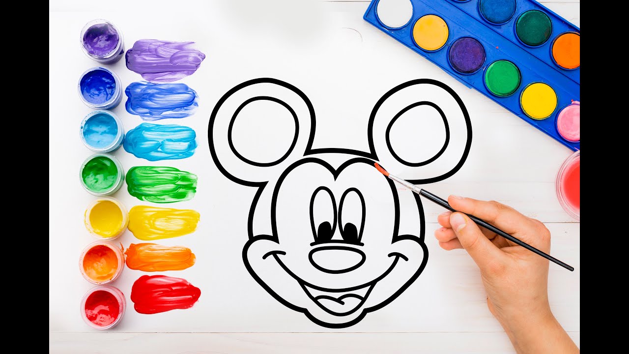 Draw and Color Mickey Mouse - coloring for children -home school - YouTube