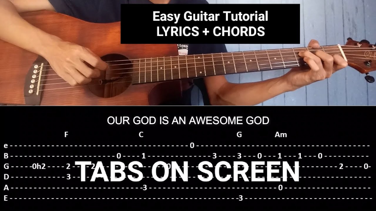PLAY AWESOME GOD BY HILLSONG! EASY FINGERSTYLE GUITAR LESSON WITH ON ...