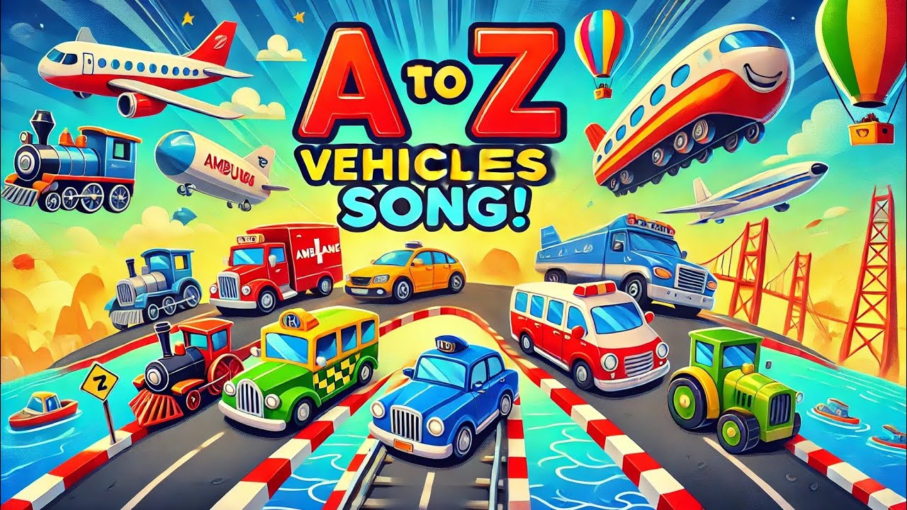 A to Z Vehicles Rhymes | Learn Vehicles Names with Fun Kids Song | Kids ...