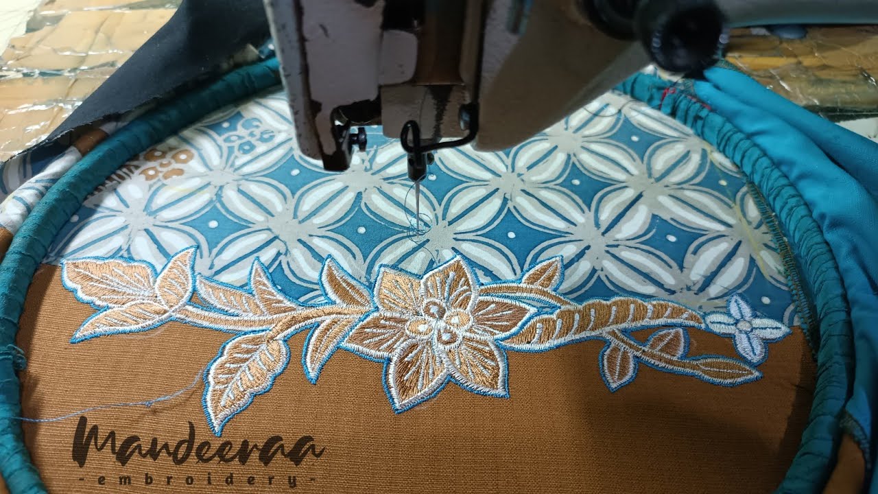 EMBROIDERY MACHINE ( BORDIR KAIN BATIK SAMBUNGAN KAIN LINEN ) - YouTube