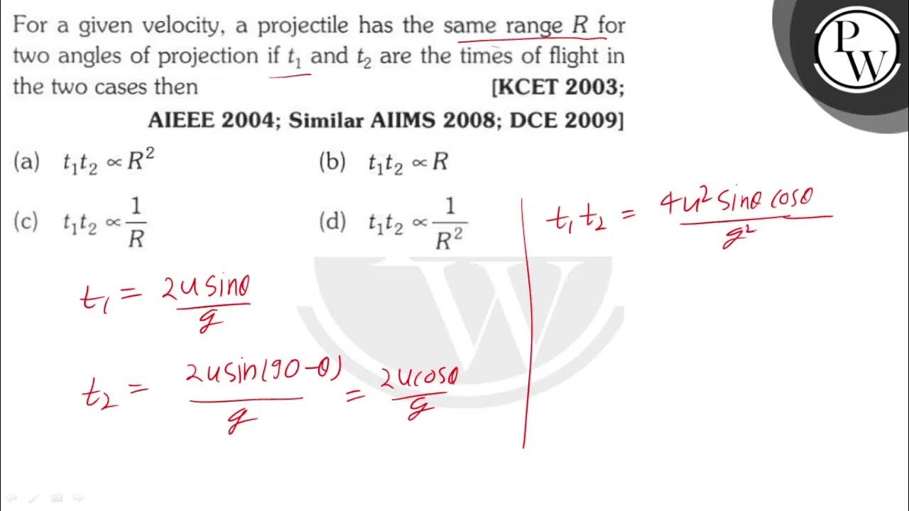 For a given velocity, a projectile has the same range \( R \) for two angles of projection if ...