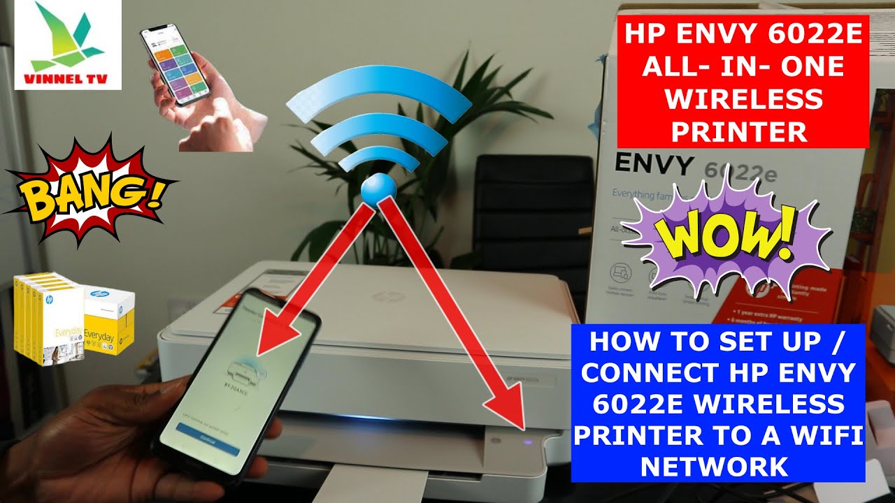 HOW TO SET UP / CONNECT HP ENVY 6022E WIRELESS PRINTER TO A WIFI ...