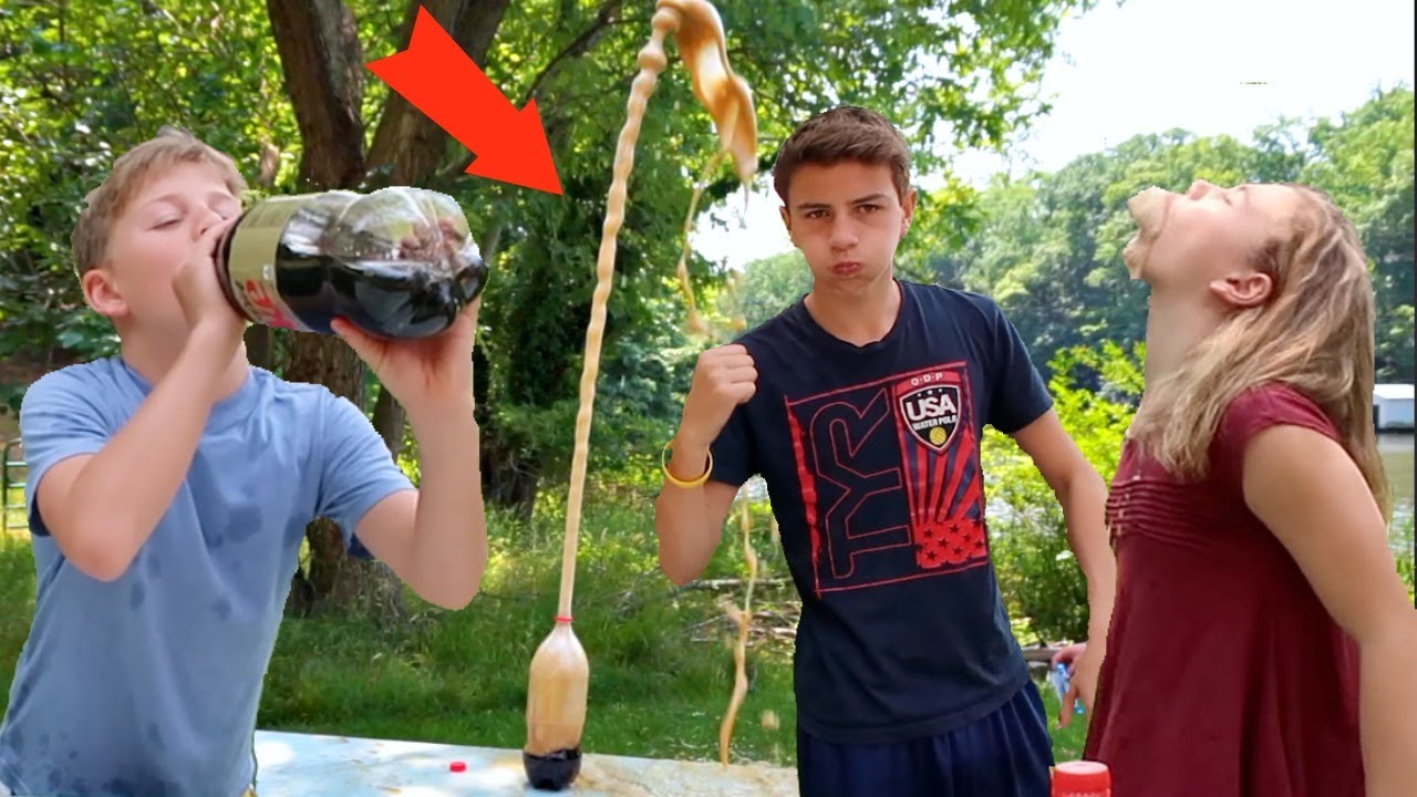 COKE AND MENTOS CHALLENGE | *explodes 5 feet in the air!!!* | Ryan in ...