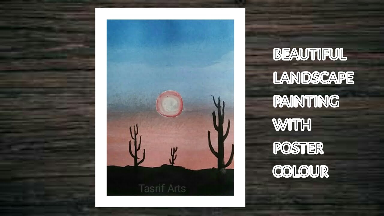 Poster colour easy and beautiful landscape painting for beginners in ...