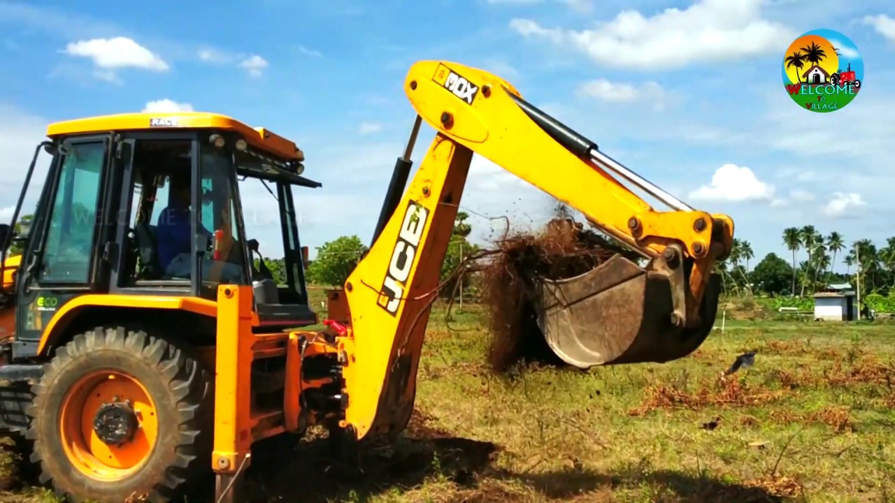JCB 3DX Tree root cleaning work / Welcome to village / jcb video - YouTube
