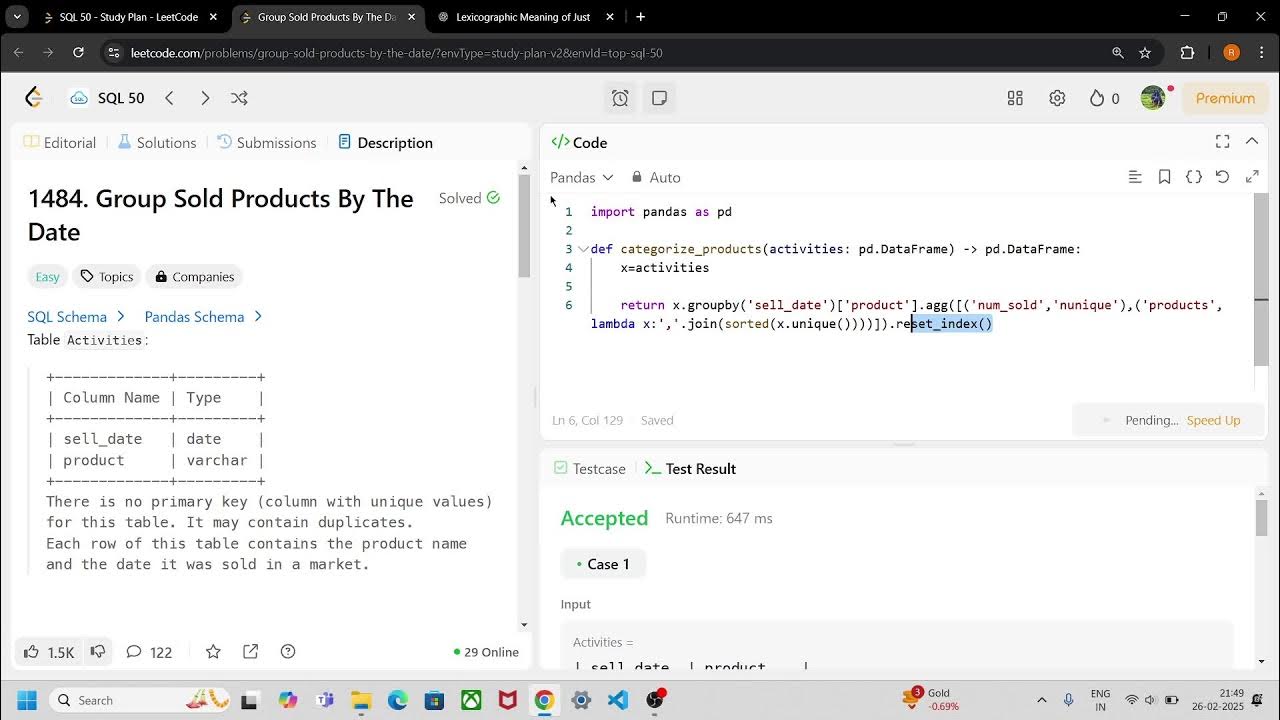Leetcode Group Sold Products By The Date SQL and Pandas | Problem 48 - YouTube
