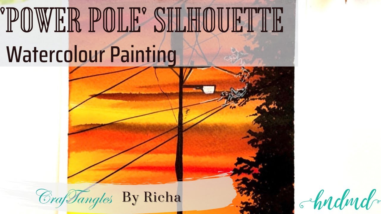 Beautiful 'Power Pole' Silhouette Watercolour Painting - YouTube