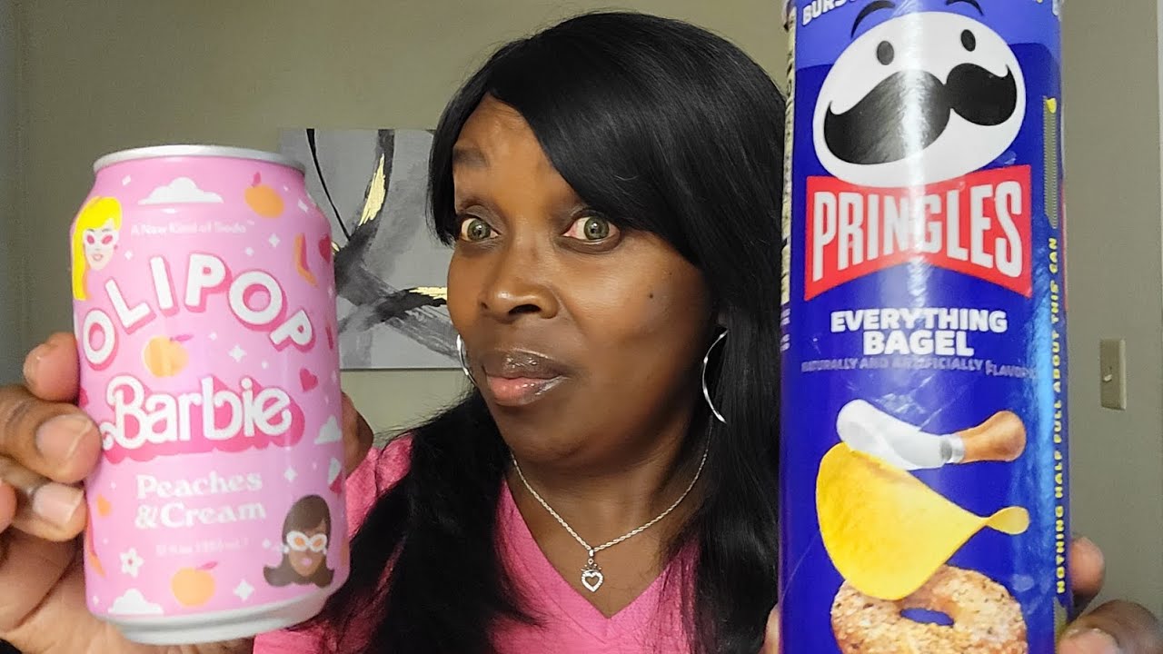 Snack time!! OLIPOP Barbie Soda ~ Pringles - YouTube